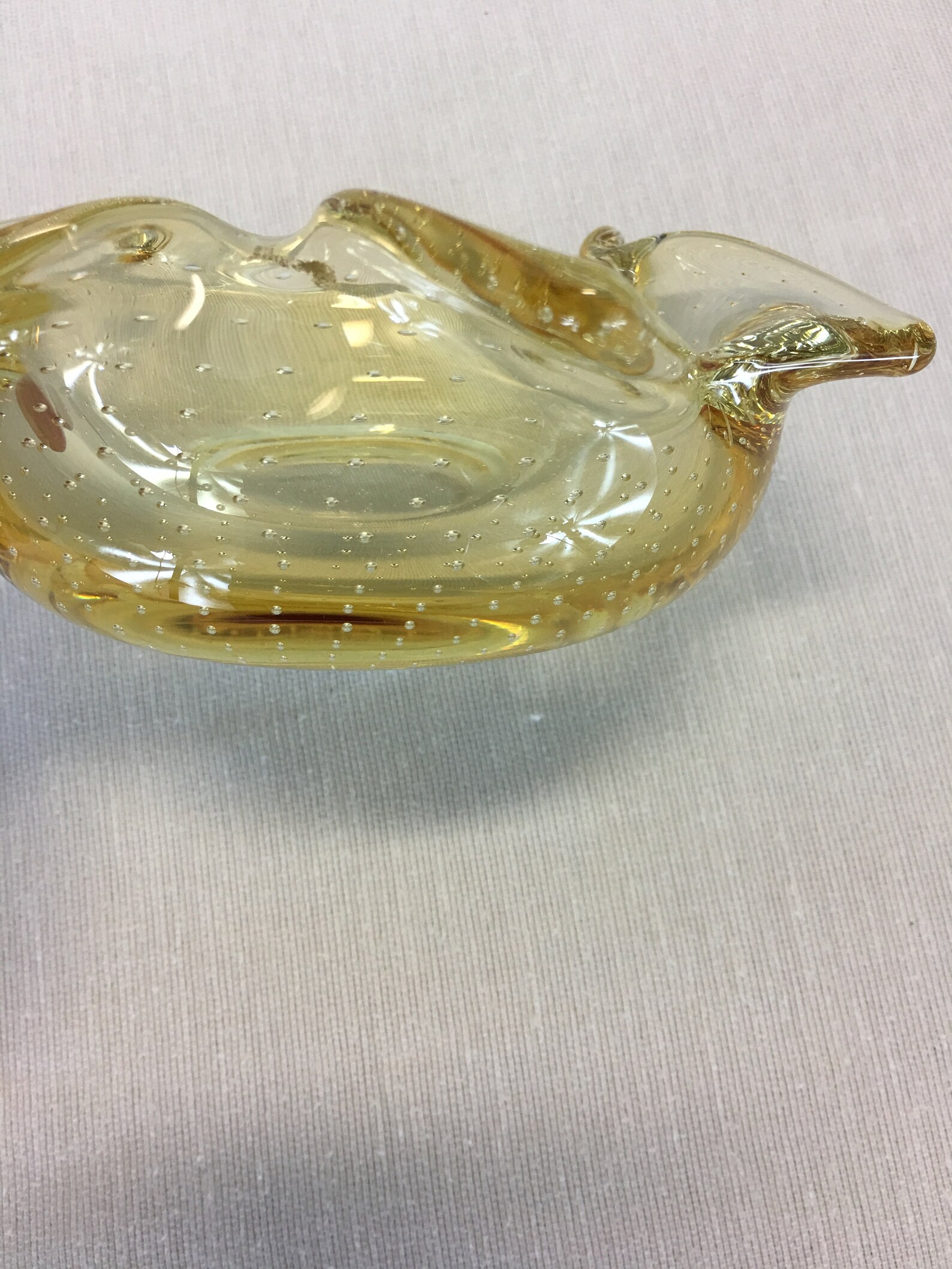 Handmade Art Glass Bowl Italian Murano Style Controlled Bubble Yellow ...