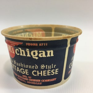 Vintage Cottage Cheese Container Michigan Old Fashion Style Small ...