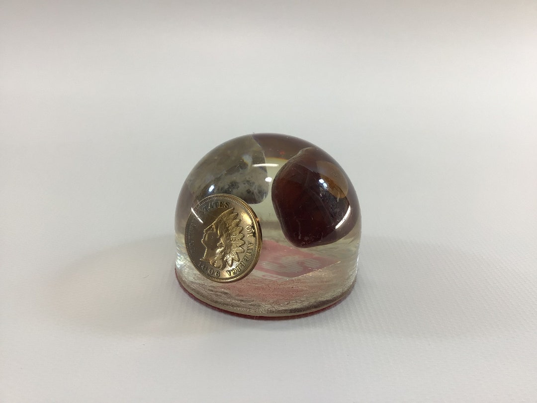 Vintage Souvenir Acrylic Mini Paperweight Flint Buckeye and Indian Head ...