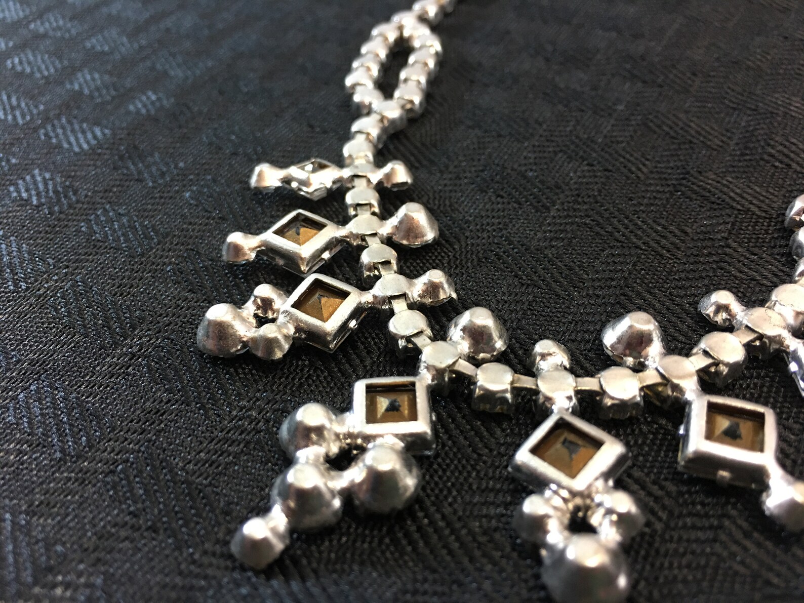 Vintage Rhinestone Necklace Earrings Set Clear Rhinestones - Etsy