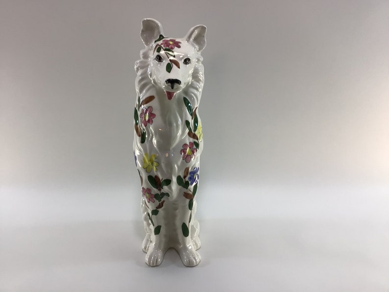 Ceramic Collie Dog Figurine 14 Hand Painted Mid Century - Etsy