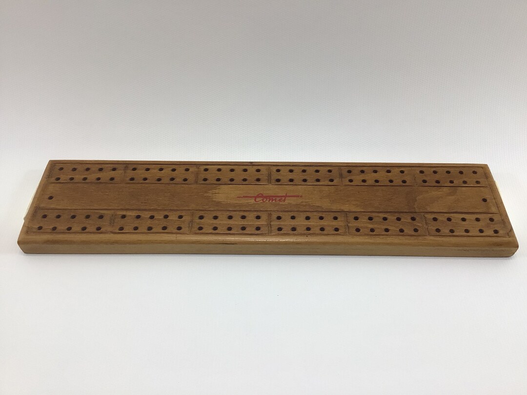 Cribbage Board Vintage Comet Hardwood Card Game Tally Scoreboard Made ...