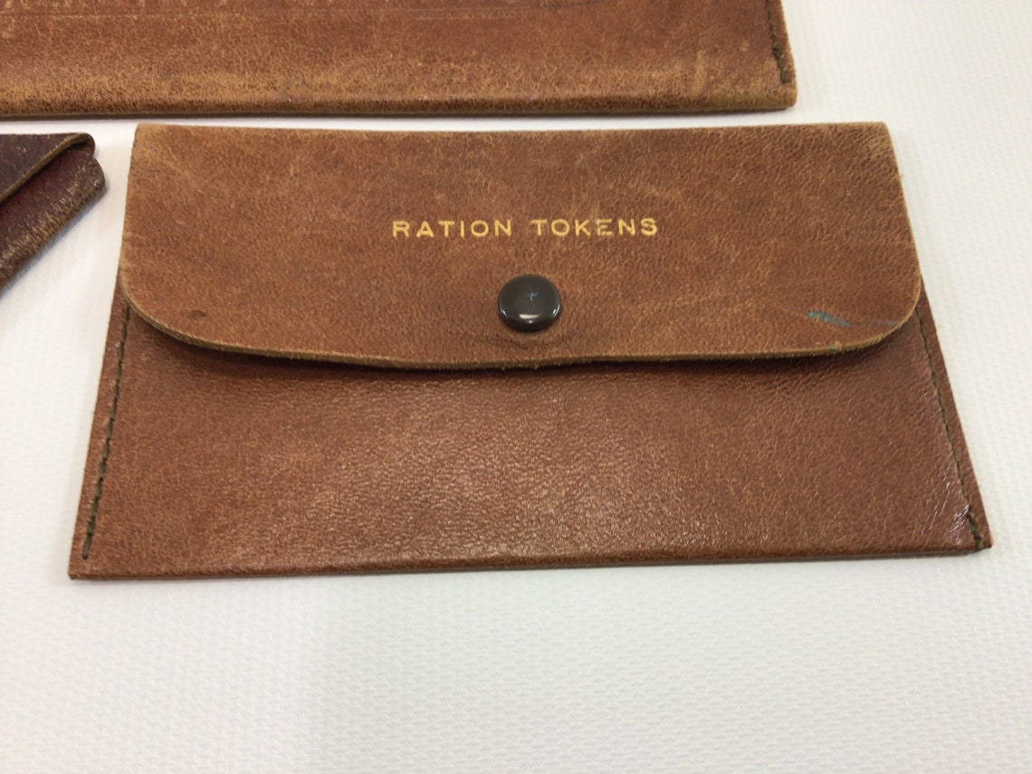 Vintage Leather Wallet WWII Ration Book Tokens Stamps Pouches - Etsy
