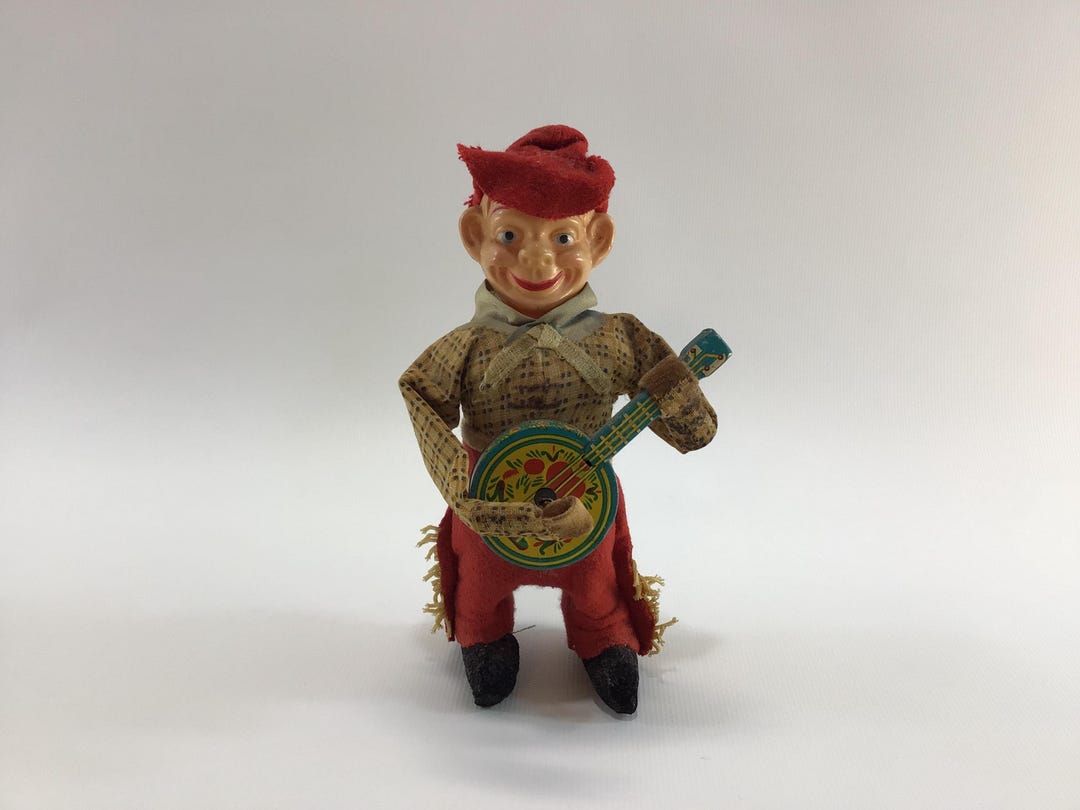 Banjo Bill Felt Cowboy Dress Vintage Made Japan Dancing Musical Wind up ...