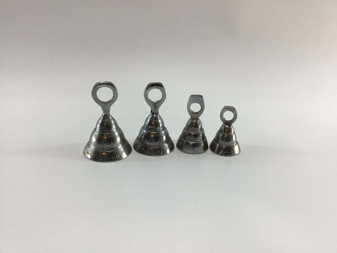 Small Silver Brass Bells Graduated Set of 4 Vintage Decorative Altar ...