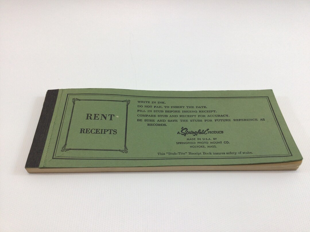 Vintage Rent Receipts Book Springfield Product Collectible Ephemera ...