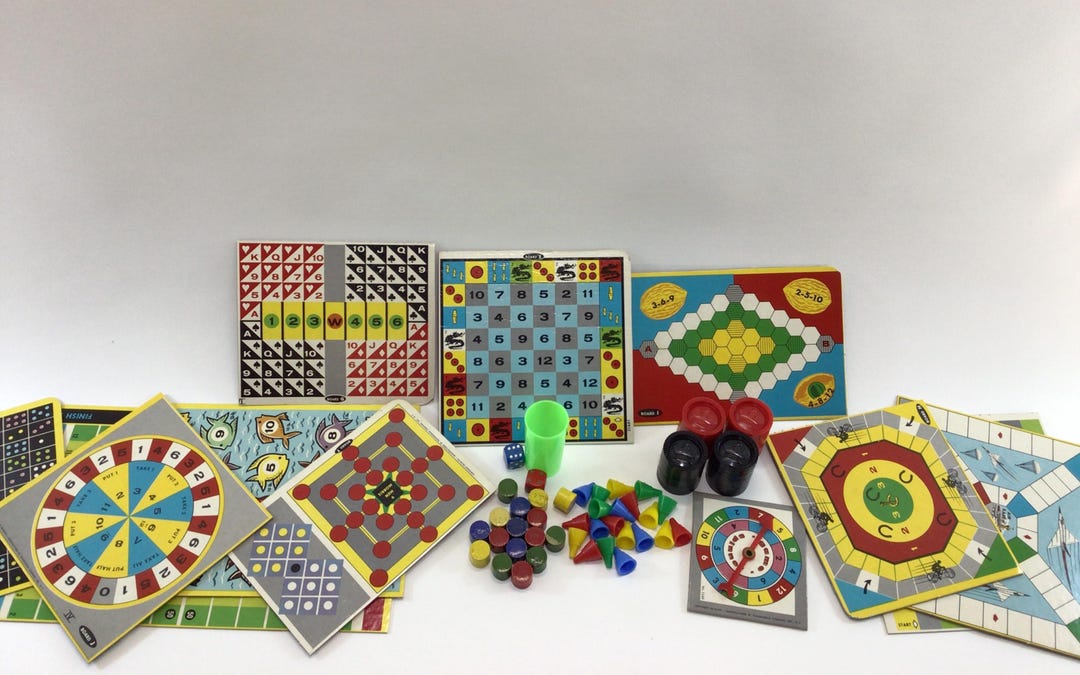 Transogram Board Game Pieces Lot Vintage 1950s Family Fun Kitschy Toy ...