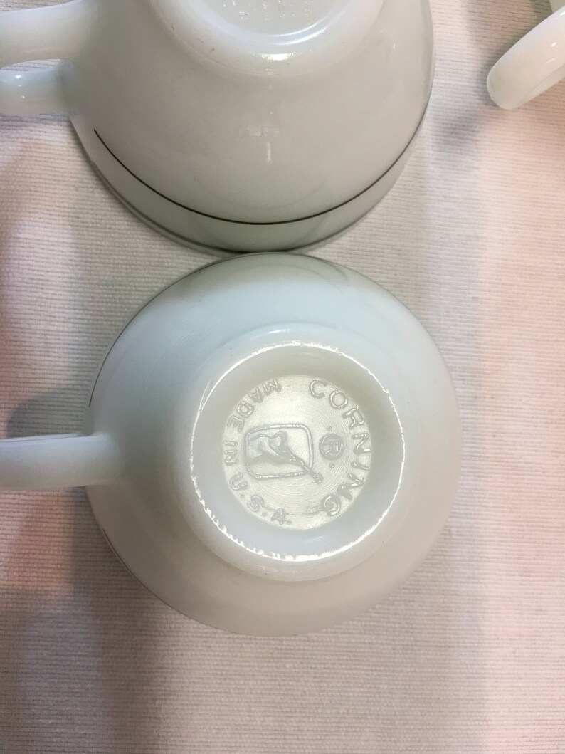 Pyrex Corning Coffee Cups Vintage Retro White Glass With Army - Etsy