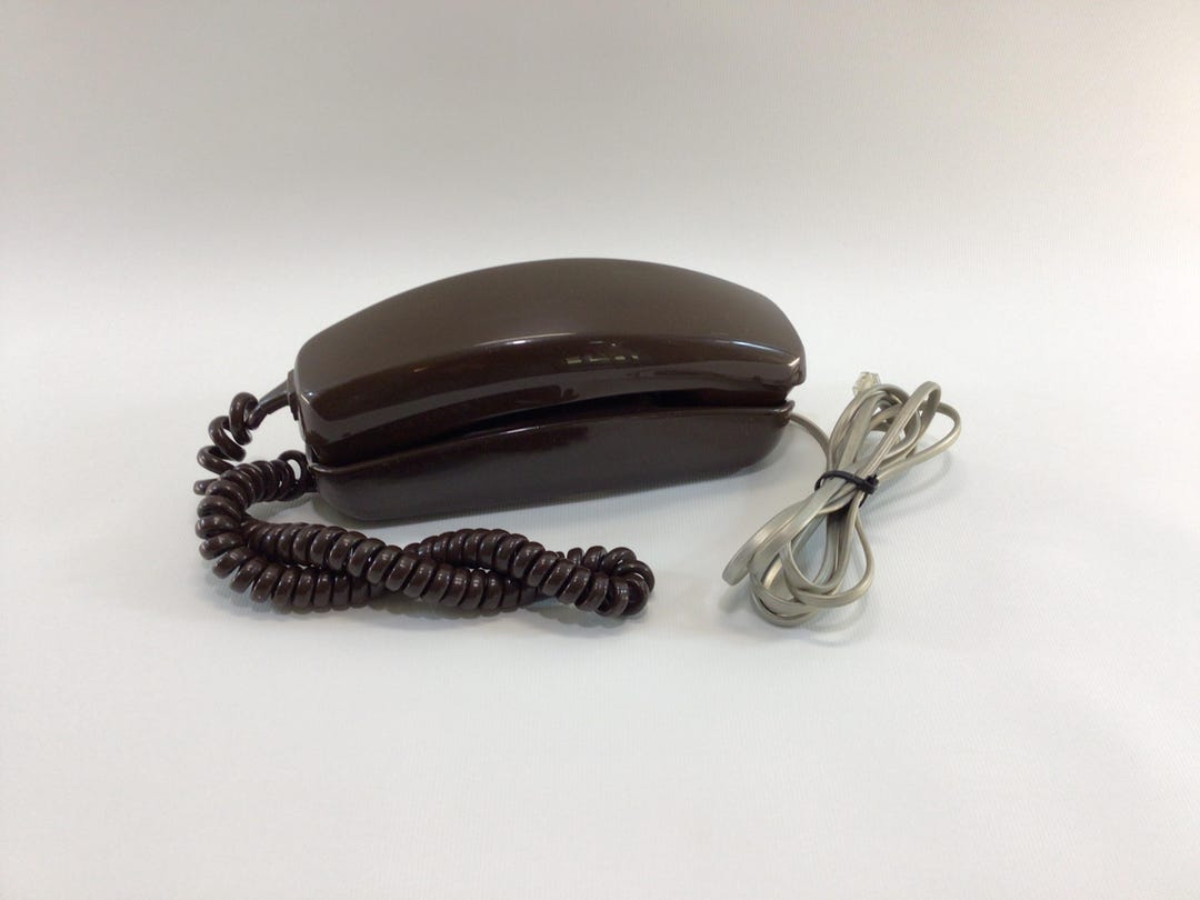 Trimline Telephone Brown ITT Model K200 Rotary Landline Vintage Analog ...