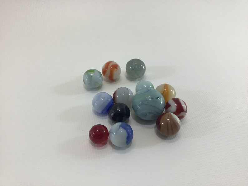 Assorted Vintage Marbles Lot of 13 Includes One Opaque Blue Swirl ...