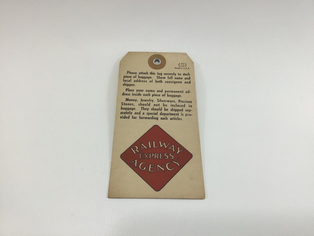 Express Railway Agency Baggage Ticket Vintage Collectible Railroad ...