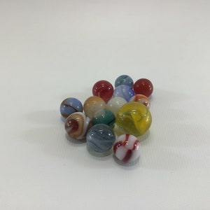 Assorted Vintage Marbles Lot of 13 Includes One Yellow Clear Shooter ...