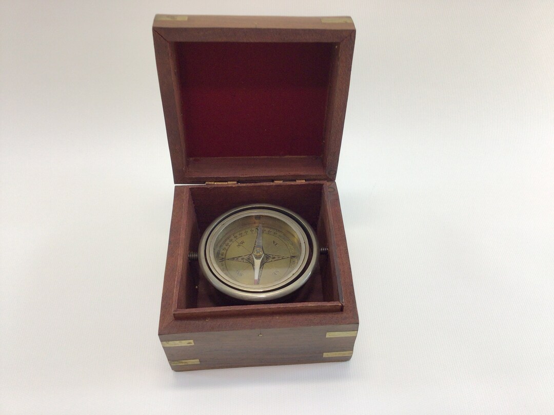 Gimbal Compass Brass Magnetic Base Plate Open Face Boxed Vintage Home ...