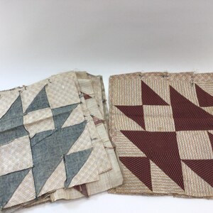Handmade 11 Quilt Blocks Flying Geese Pattern Vintage 1930s Era ...