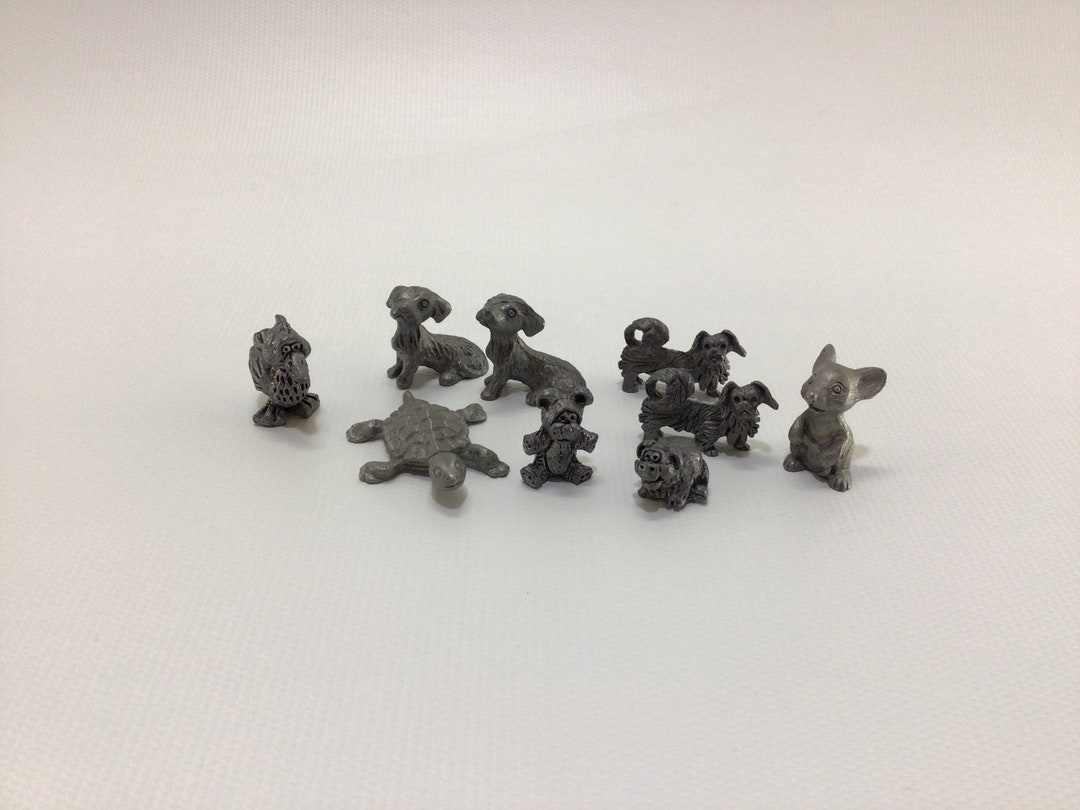 Miniature Pewter Animals Figurine Lot of 9 Vintage Collectible Display ...