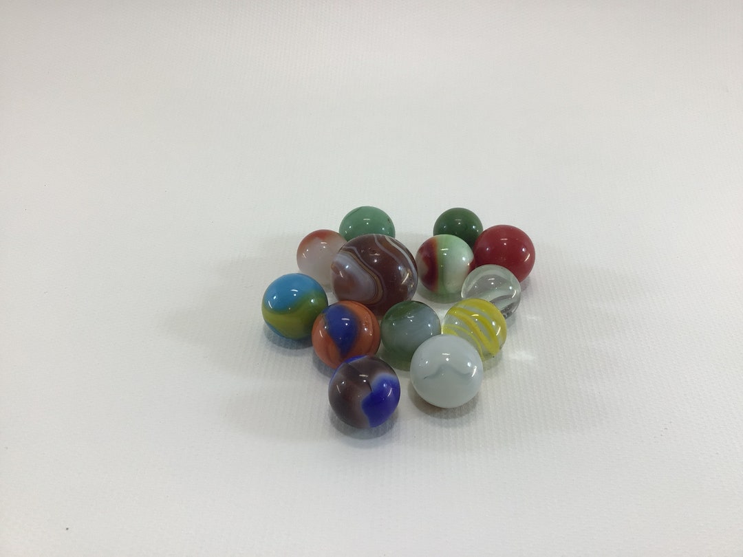 Assorted Toy Marbles Lot of 13 Includes One Brown Swirl Shooter Vintage ...