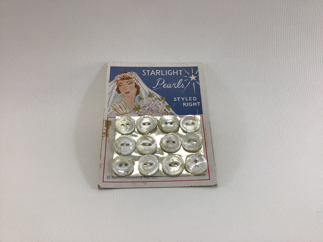 Vintage Buttons on Card Sewing Notions Starlight Pearls Styled Right ...