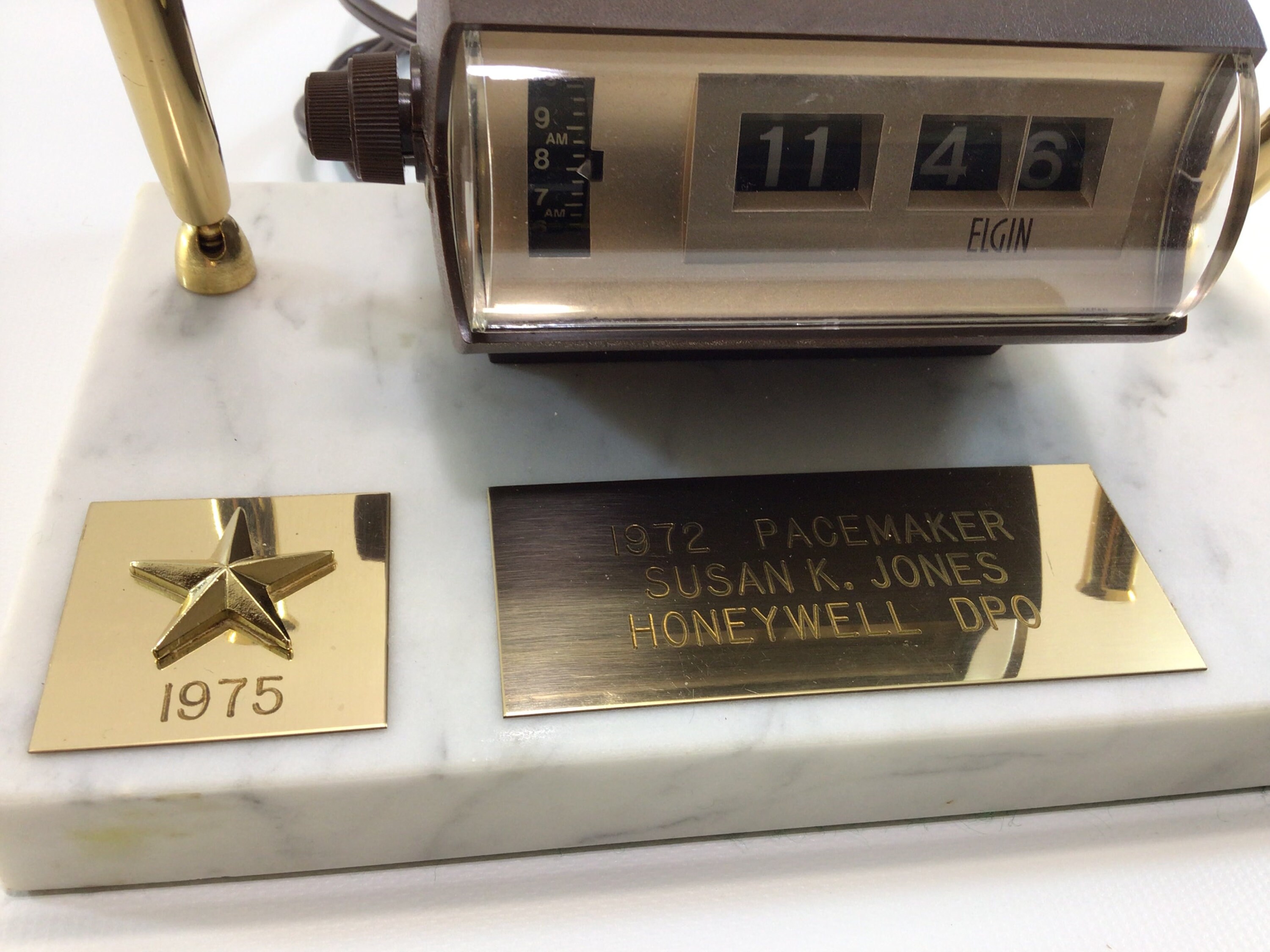 Elgin Flip Alarm Clock on Italian Marble Desk Set Vintage | Etsy