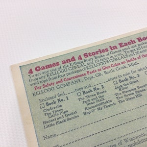 Kellogg's Breakfast Cereal Story Book of Games Vintage Advertising ...