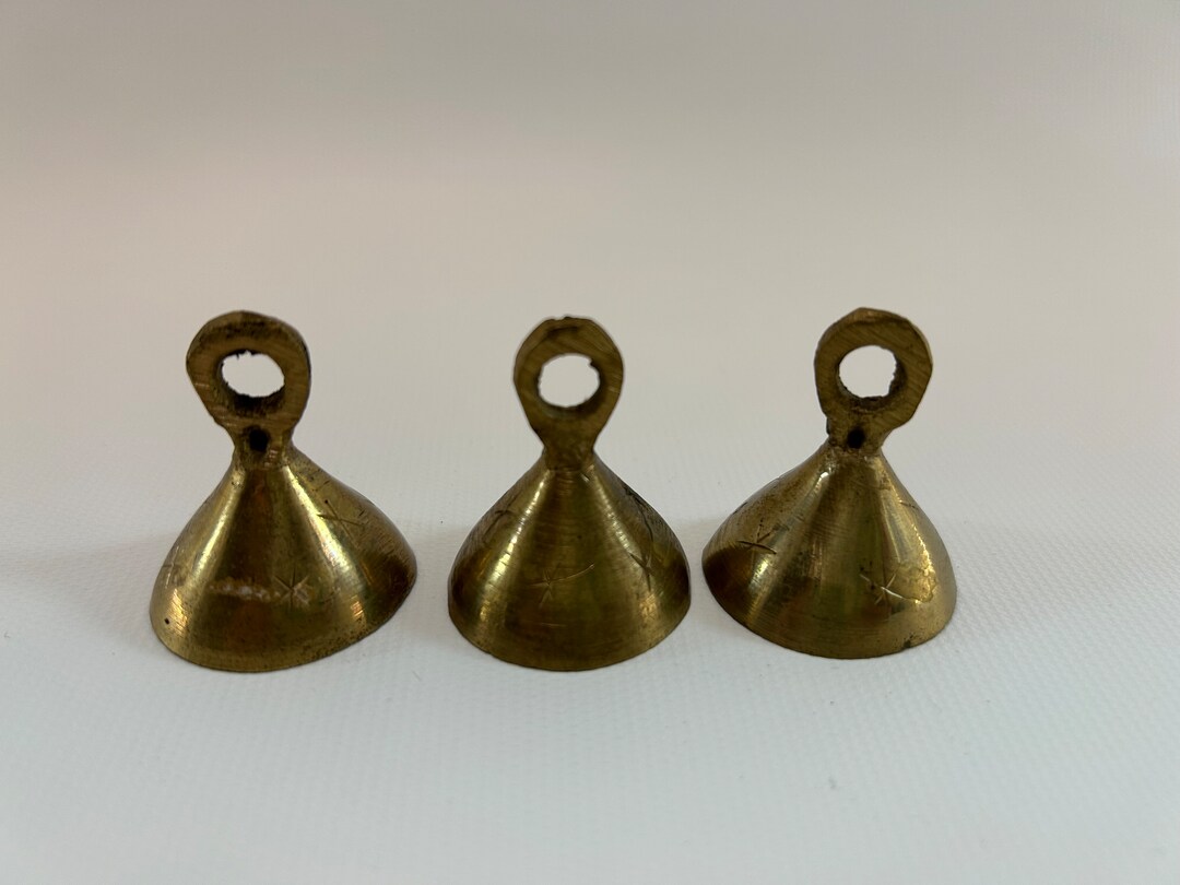 3 Small Brass Bells Set Witch Bells With Star Design Protection Magic ...
