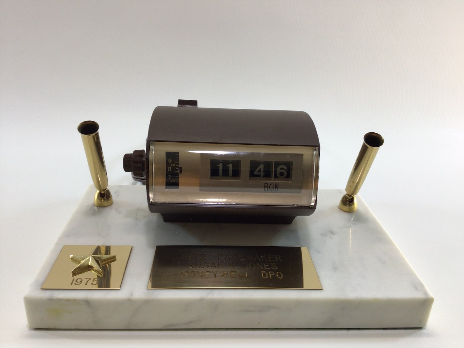 Elgin Flip Alarm Clock on Italian Marble Desk Set Vintage | Etsy