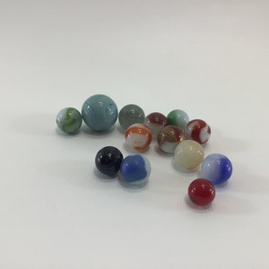 Assorted Vintage Marbles Lot of 13 Includes One Opaque Blue Swirl ...