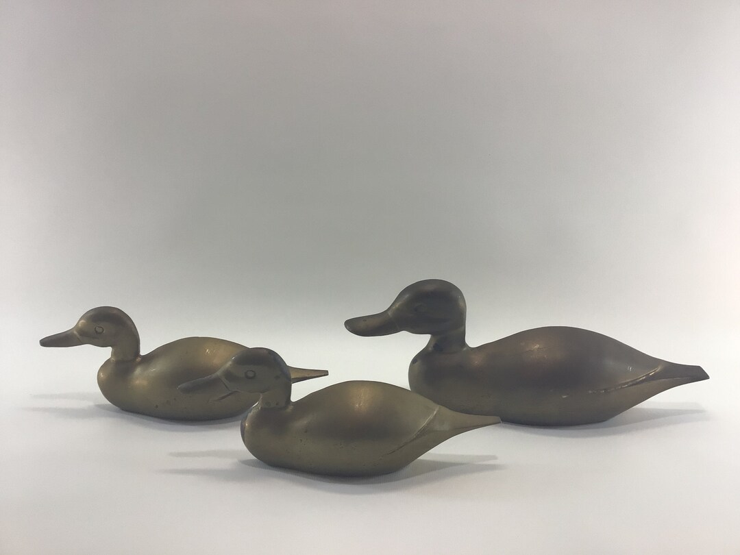 Solid Brass 3 Piece Duck Set Vintage Enesco Home Decor - Etsy