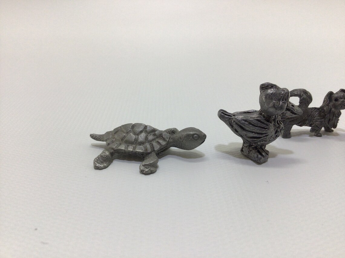 Miniature Pewter Animals Figurine Lot of 9 Vintage Collectible Display ...