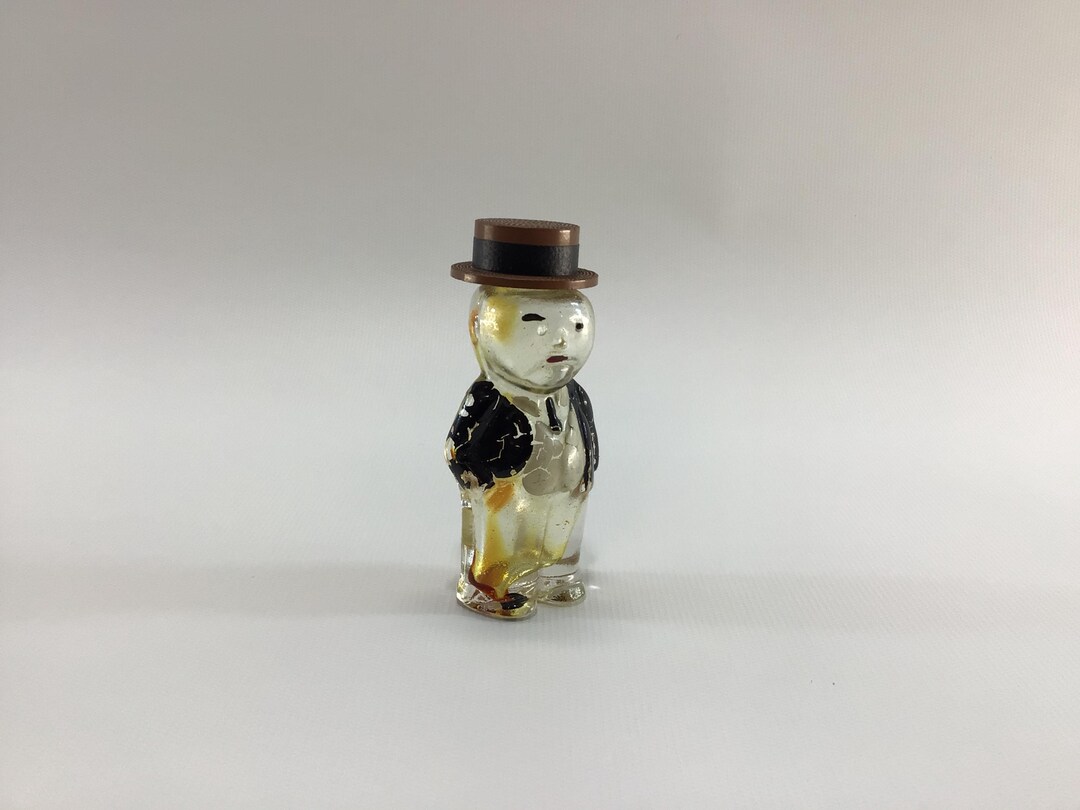 Figural Cologne Perfume Bottle Gentleman in Suit and Brown Straw Hat ...