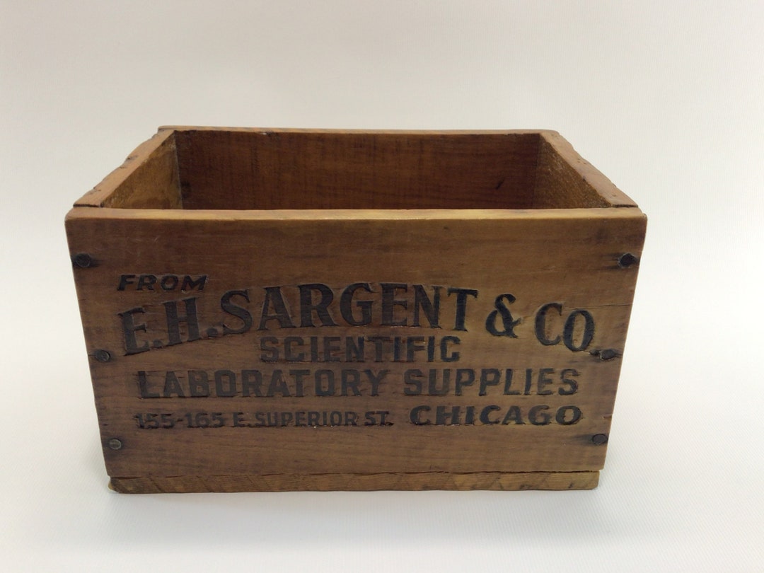 Antique Rustic Wooden Crate Storage Container Box E H Sargent & Co ...