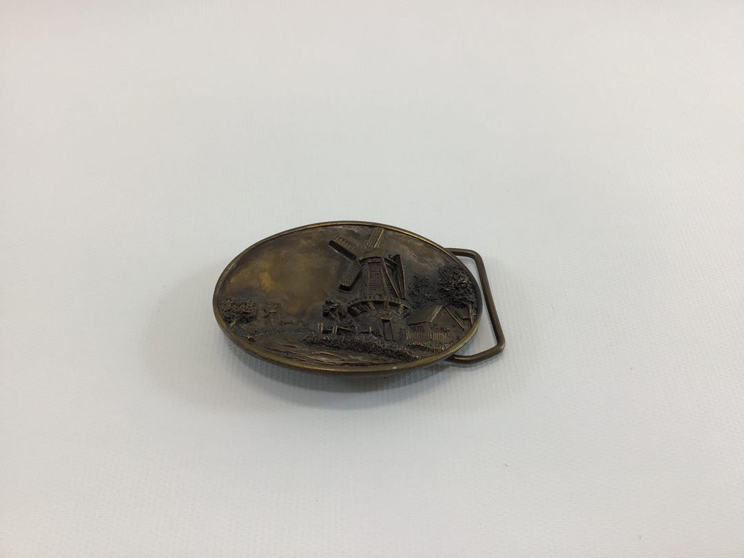 Windmill Belt Buckle 1985 Bergamot Brass Works P 150 Vintage Made in ...