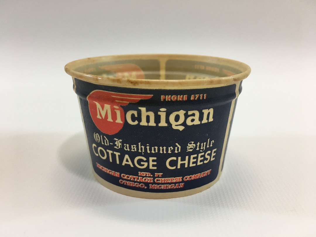 Vintage Cottage Cheese Container Michigan Old Fashion Style Small ...