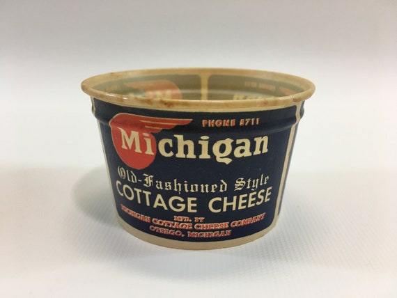 Vintage Cottage Cheese Container Michigan Old Fashion Style | Etsy