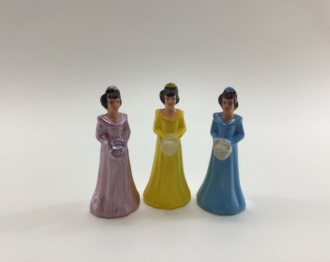 Vintage Wedding Cake Toppers 3" Plastic Bridesmaid Maid of Honor Made ...
