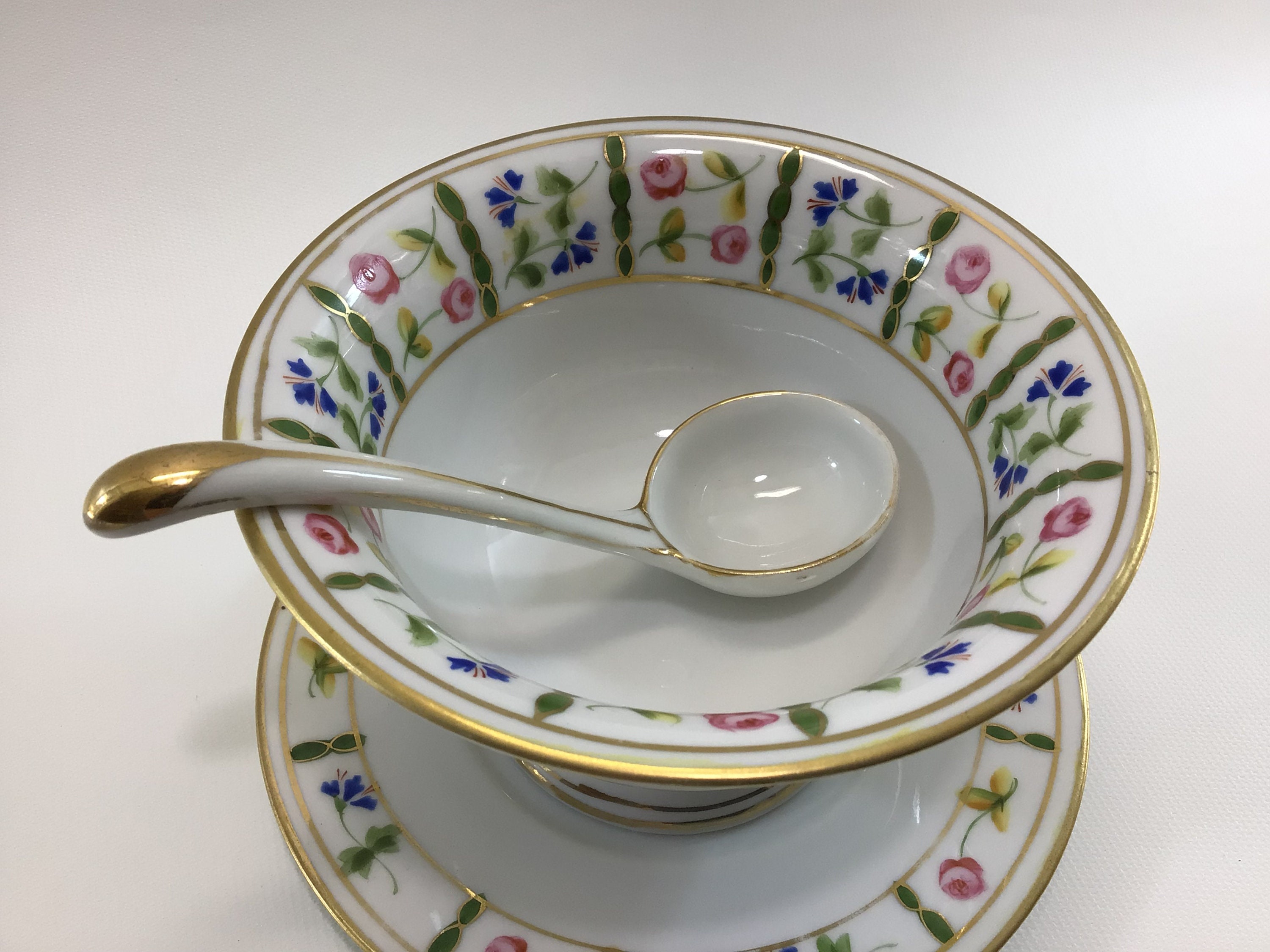 Nippon Jam / Condiment Set Antique Noritake Porcelain With Floral Motif ...