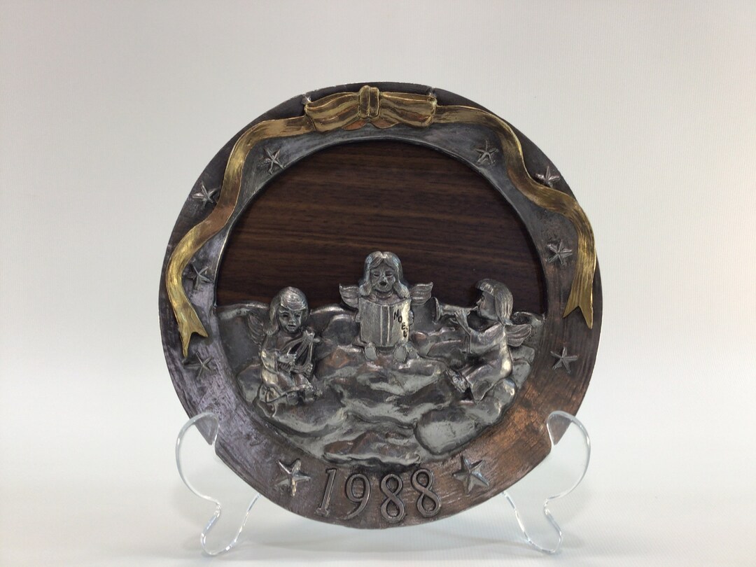 Pewter 8" Plate 1988 Christmas Plate Michael Ricker Vintage Collector's ...