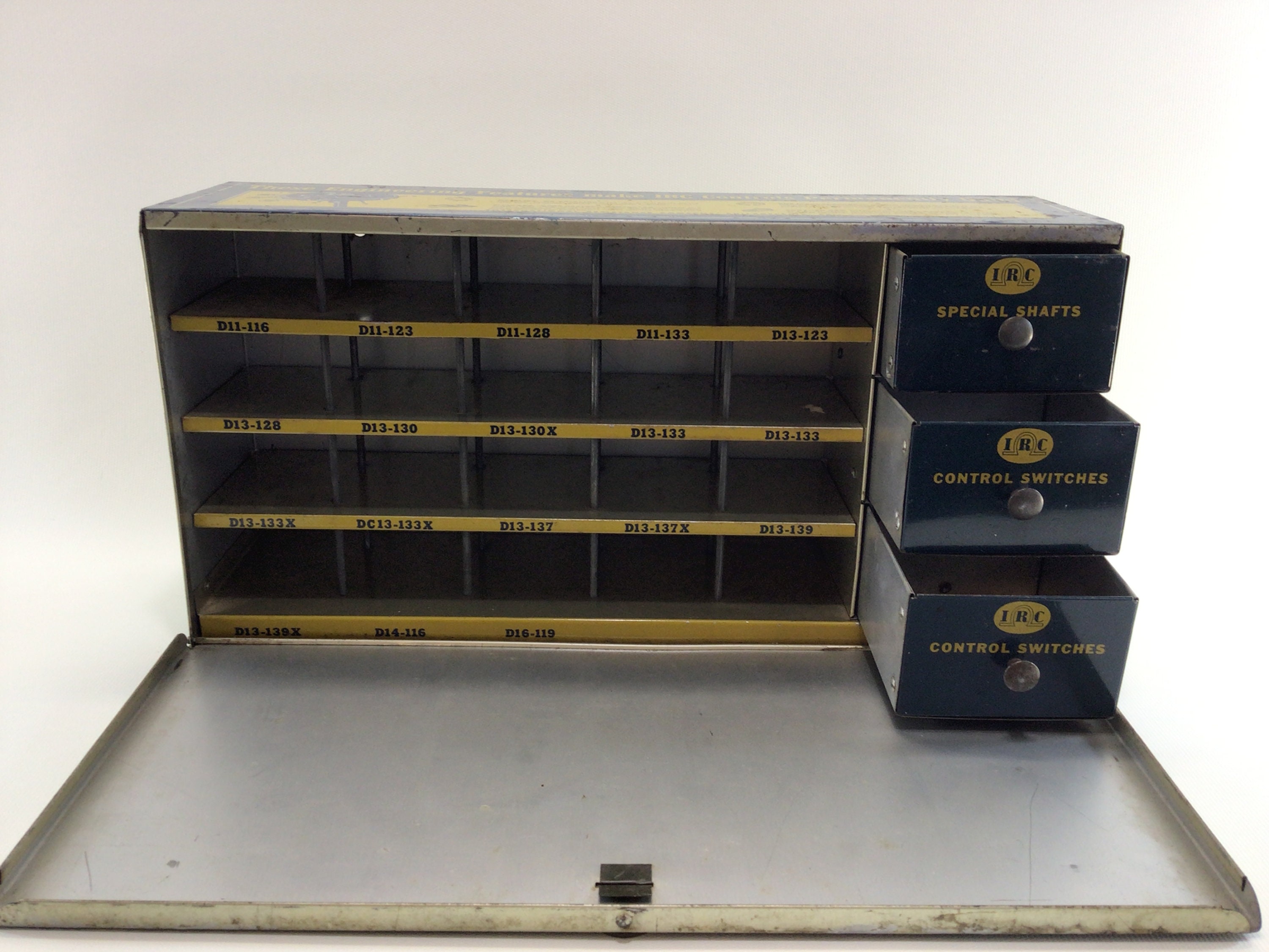 Vintage Advertising Steel Box Electronics Parts Storage Container IRC ...