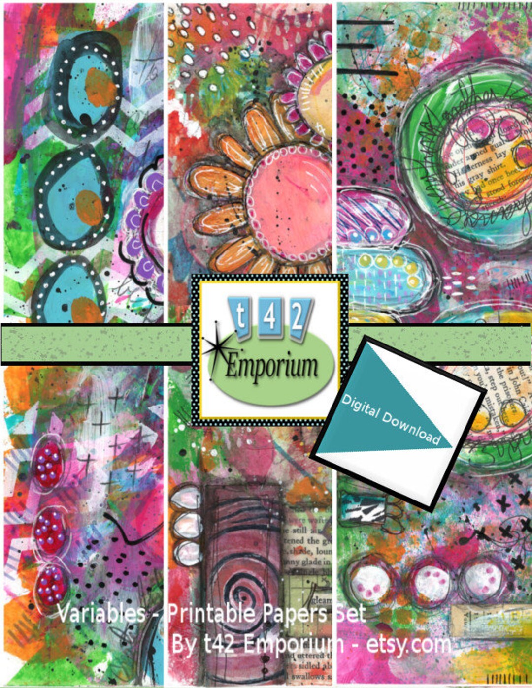 Printable Papers Mixed Media Backgrounds for Art Journaling Scrapbooks ...