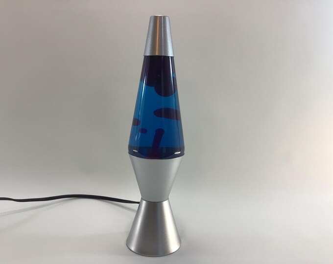 Retro Lava Lamp Magenta Blue Accent Light Brush Aluminum Base Mod ...