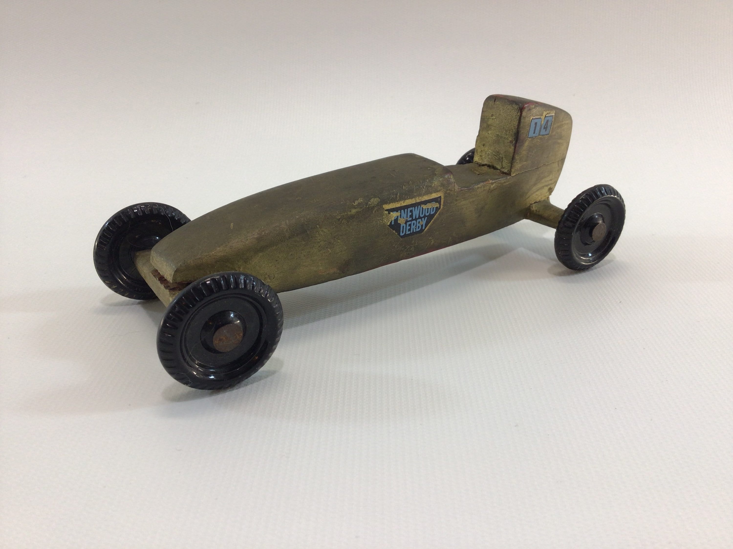 Early Pinewood Derby Race Car Gold Boattail Era Style Vintage - Etsy