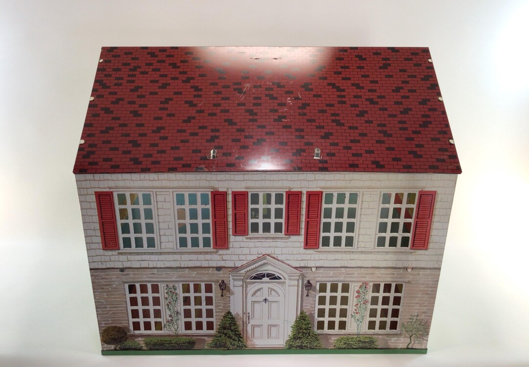 Colonial Style Dollhouse Vintage Playsteel Tin Lithograph Made in USA ...