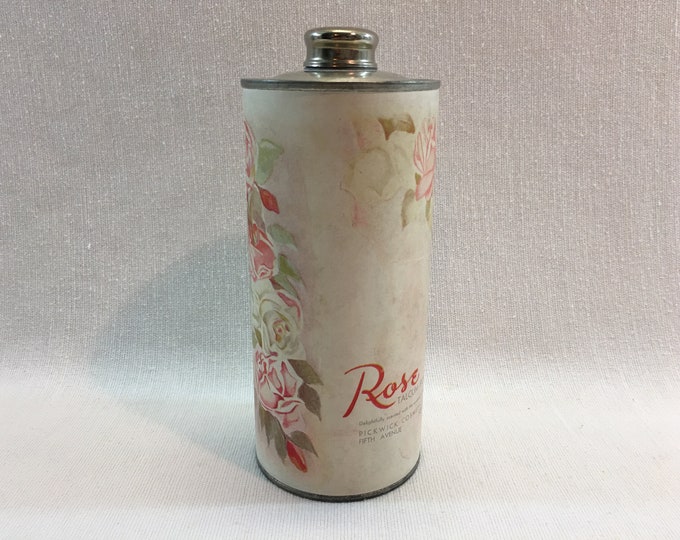 Rose Talcum Powder Vintage Tin Pickwick Cosmetic Corp. Fifth Ave. NY - Etsy
