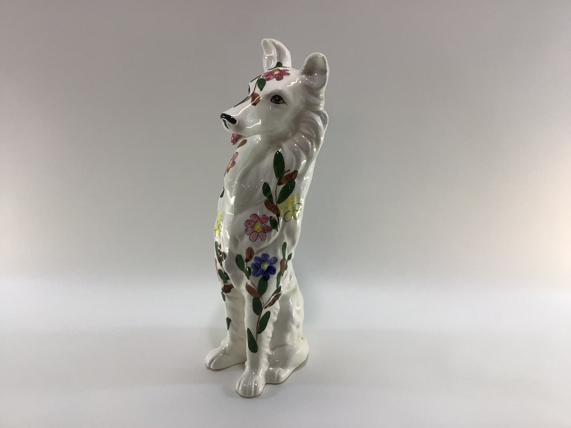 Ceramic Collie Dog Figurine 14 Hand Painted Mid Century - Etsy