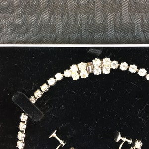 Vintage Rhinestone Necklace Earrings Set Clear Rhinestones Screwback ...