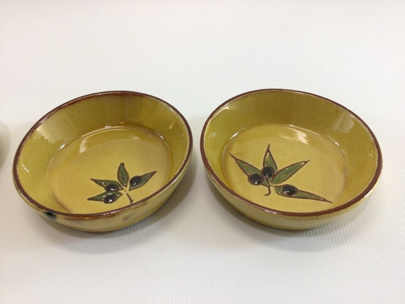 3 Piece Redware Pottery Trinket Dish Set Vintage Vani… - Gem