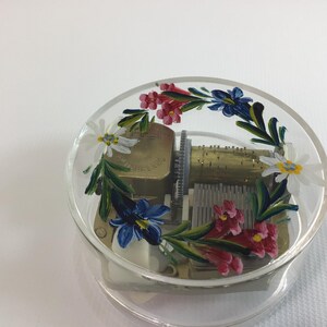 Painted Acrylic Music Box MAPSA Swiss Musical Movement Tune Le Vieux ...
