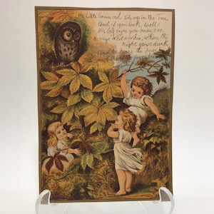 Little Brown Owl Rhyme Antique Illustration Children's Song Original ...