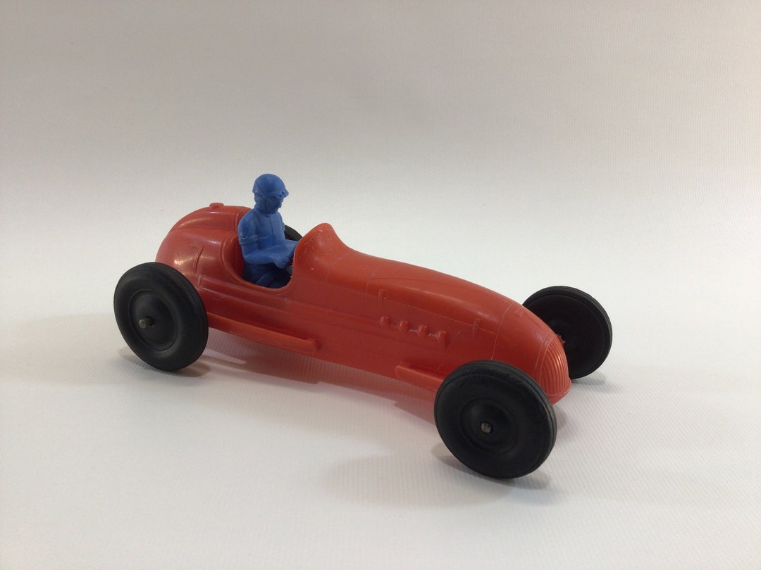 1960s Toy Race Car Red No 7 Processed Plastics Boattail Era Style Racer ...