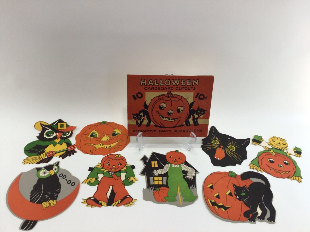 Halloween Cardboard Cutouts Attractive Party Decorations Vintage ...
