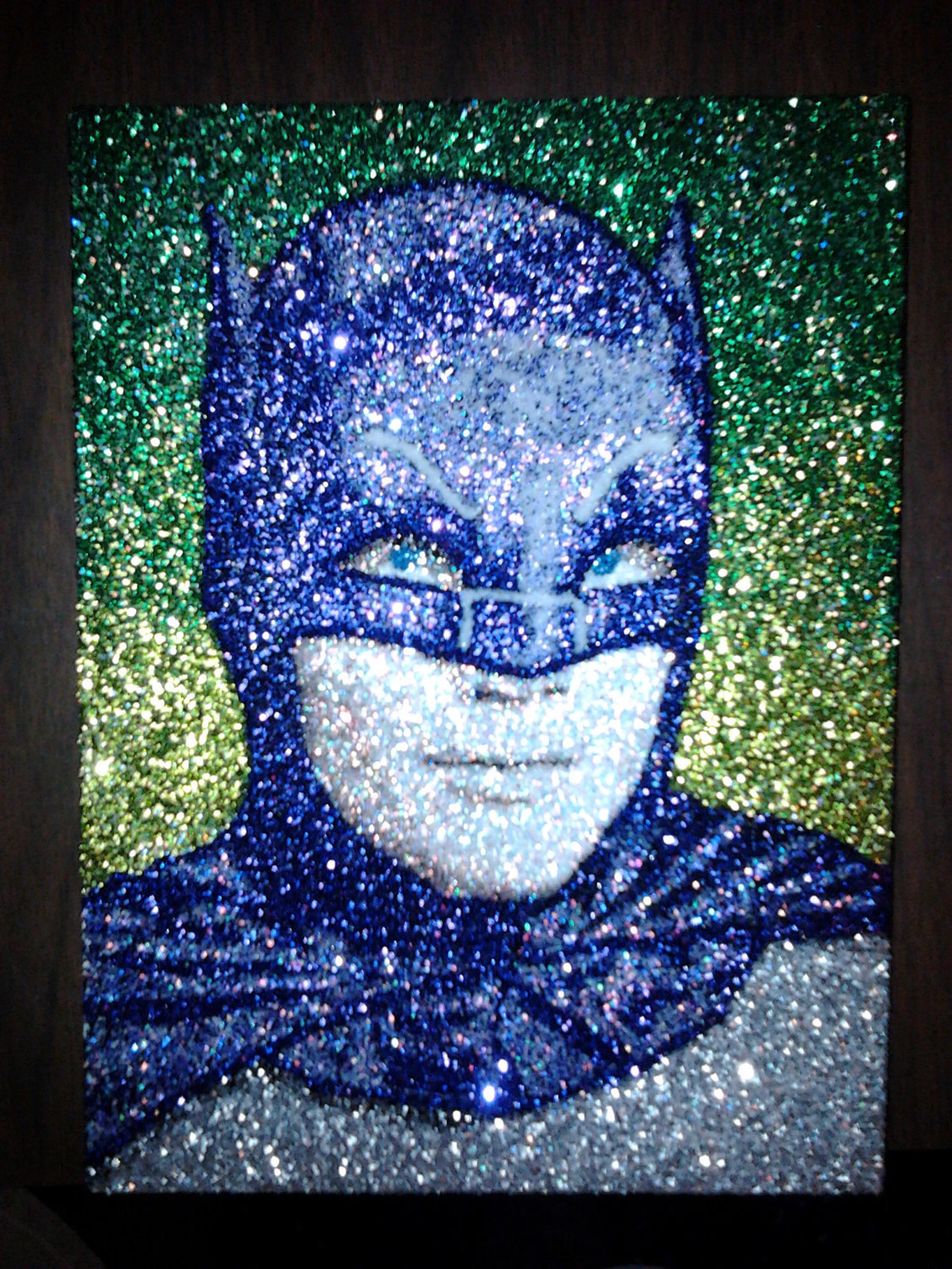 Adam West BATMAN- Glitter Art- 9"x12" - Etsy